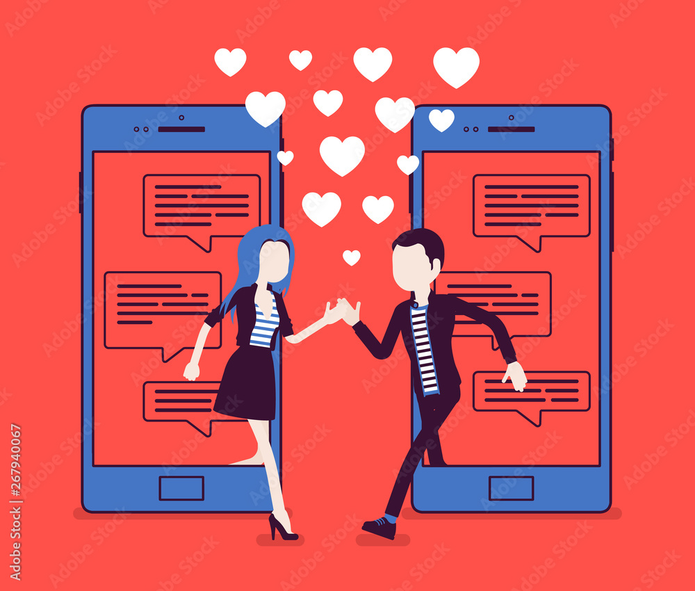Dating from mobile application, pair match on smartphone screen with ...