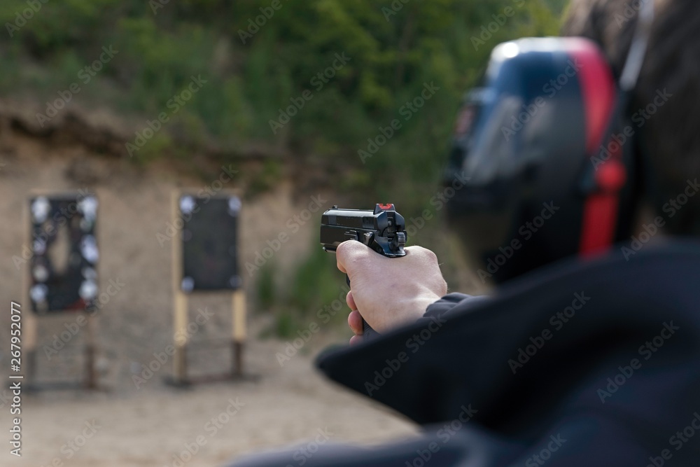 Police shooting practice at a shooting range Stock Photo | Adobe Stock