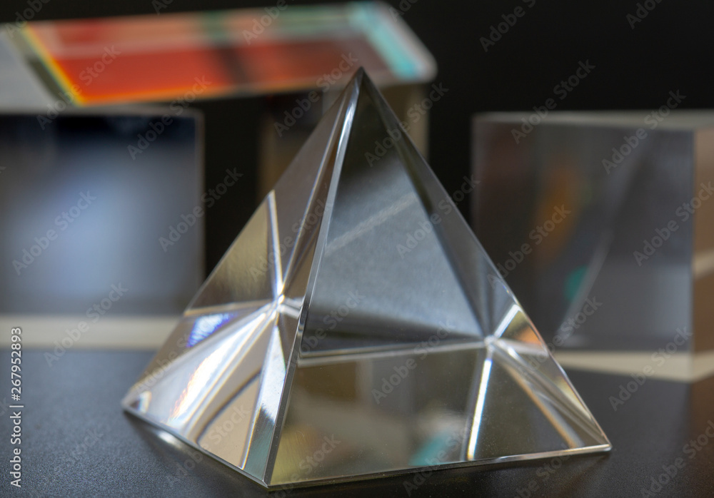 Sample of optical glass cube, pyramid and prism Stock Photo | Adobe Stock