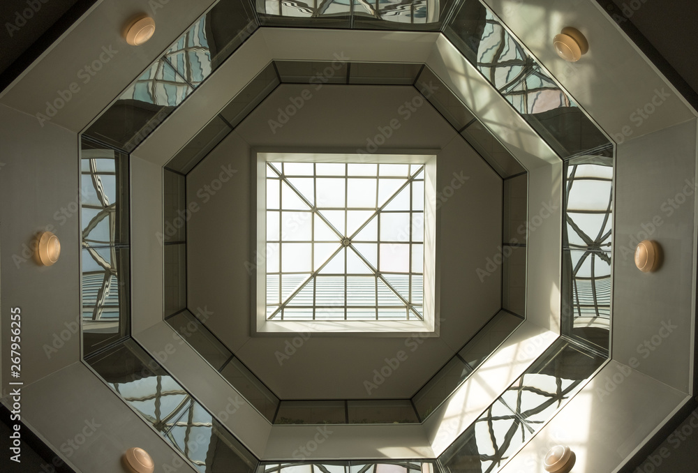 Abstract glass ceiling design and detail. Interior design and detail ...