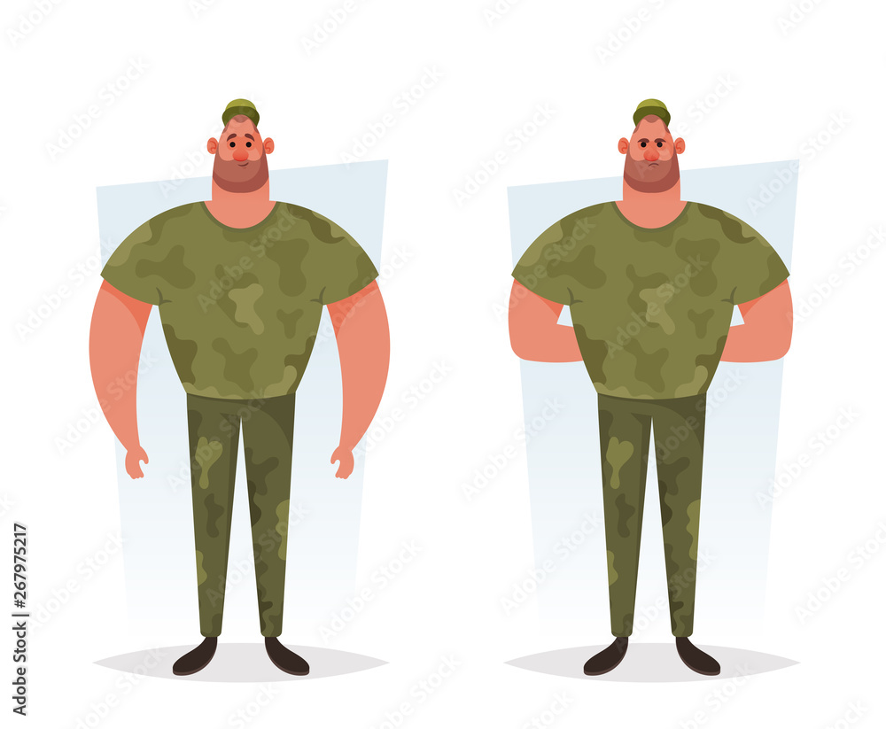 Strong Army Soldier. Cartoon Style. Vector Illustration Stock Vector ...