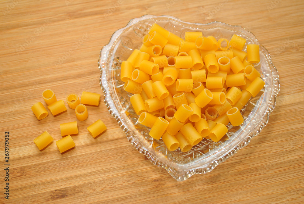 Dry Ditali Pasta in a Heart Shaped Bowl Stock Photo | Adobe Stock