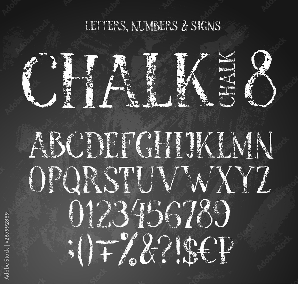 Chalk english alphabet Stock Vector | Adobe Stock