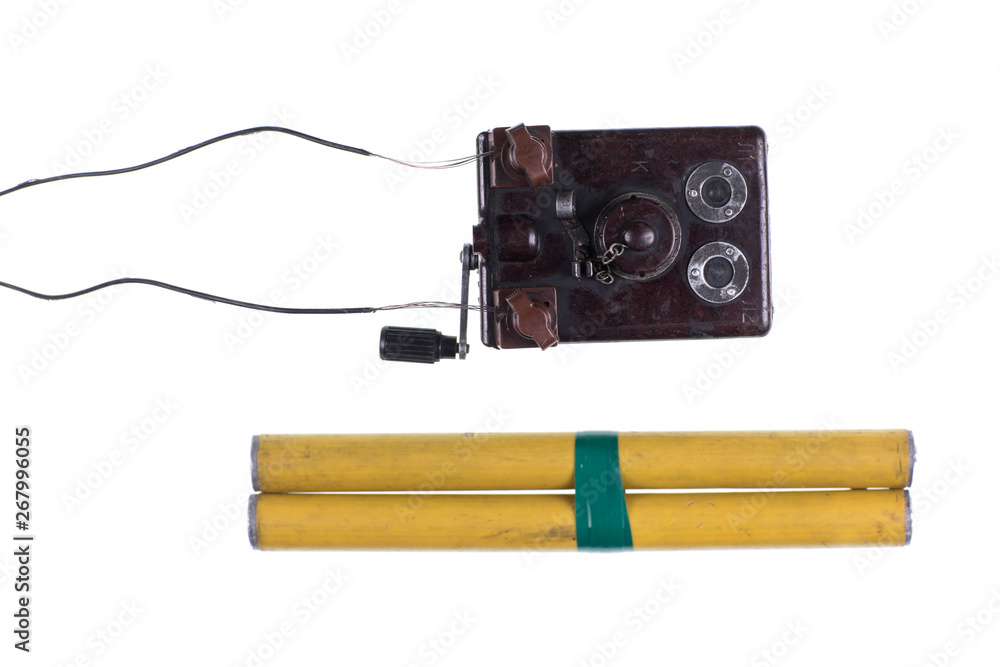old detonator for dynamite isolated on white background Stock Photo ...
