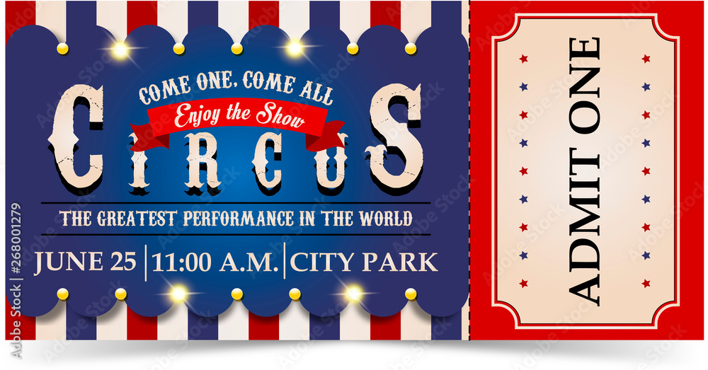 Circus ticket. Carnival banner. Event pass Stock Vector | Adobe Stock
