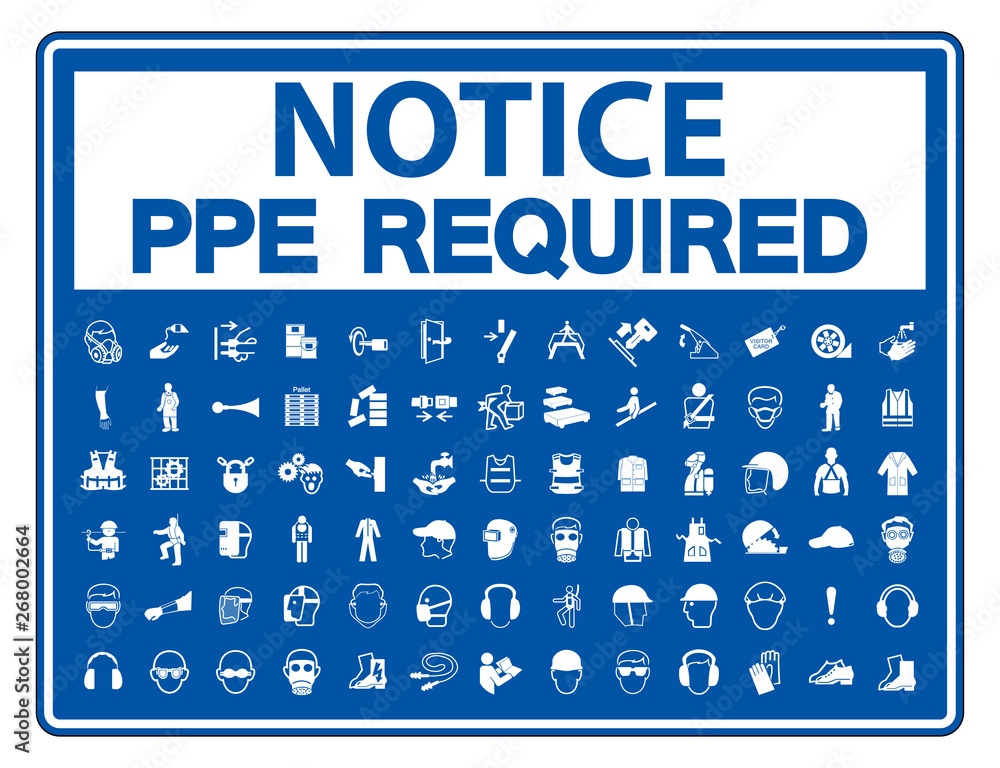 Required Personal Protective Equipment (PPE) Symbol,Safety Icon,Vector ...
