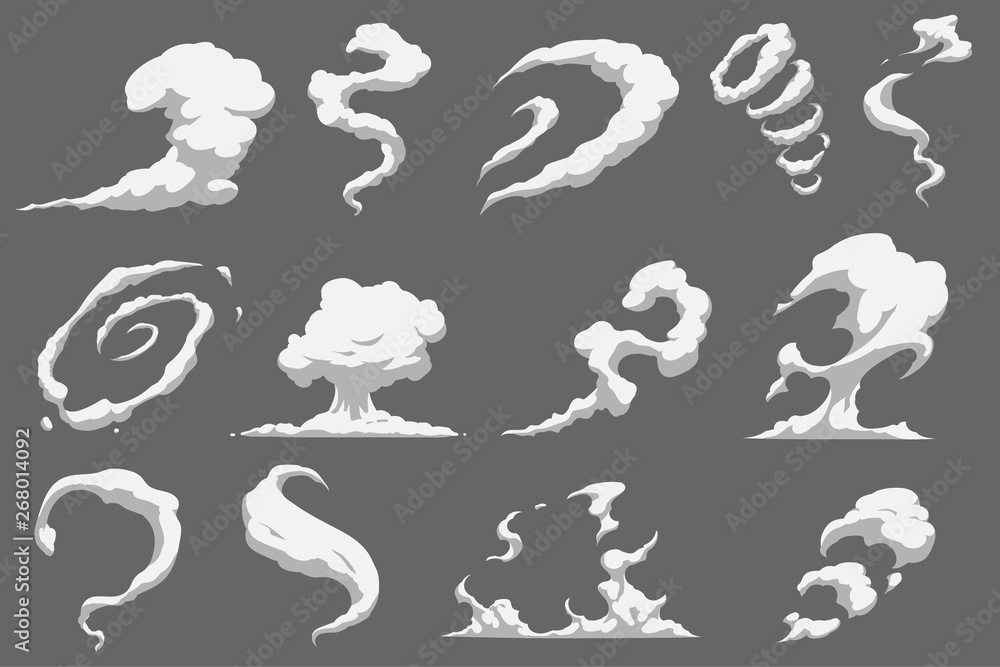smoke cloud comic set Stock Vector | Adobe Stock