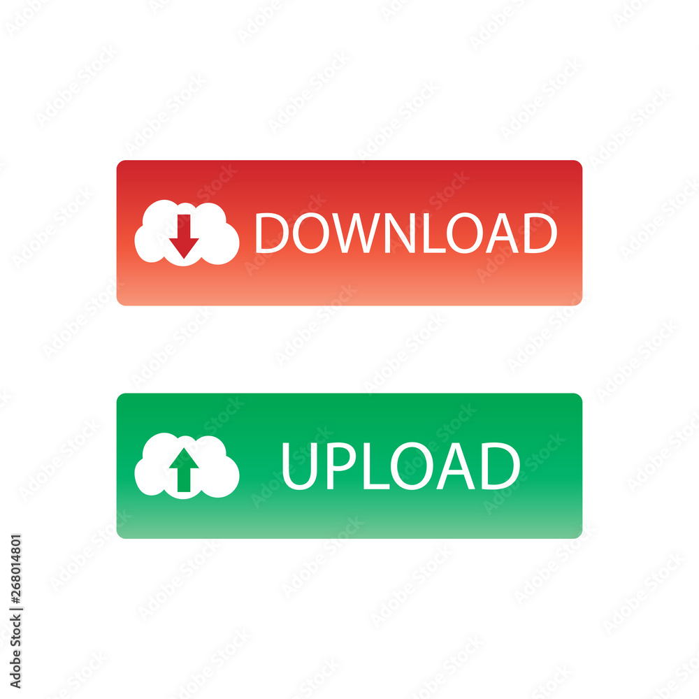 Download, upload button template, banner. Vector illustration. Stock Vector | Adobe Stock