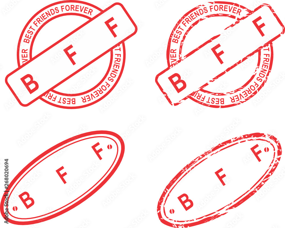 BFF red stamp acronym sticker collection Stock Vector | Adobe Stock