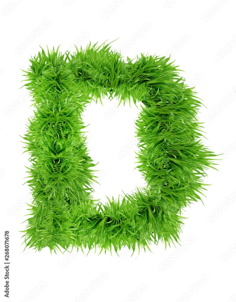 ALPHABETIC GREEN LEAF LETTER, A TO Z , LETTER D, 3D ILLUSTRATION Stock ...