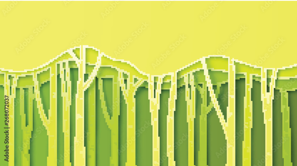 Paper layer cut of green nature forest background and place for your ...