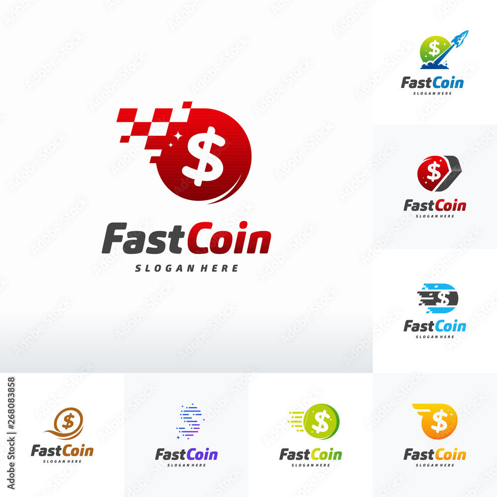 Set of Fast Coin Logo designs concept vector, Fast Cash logo template ...