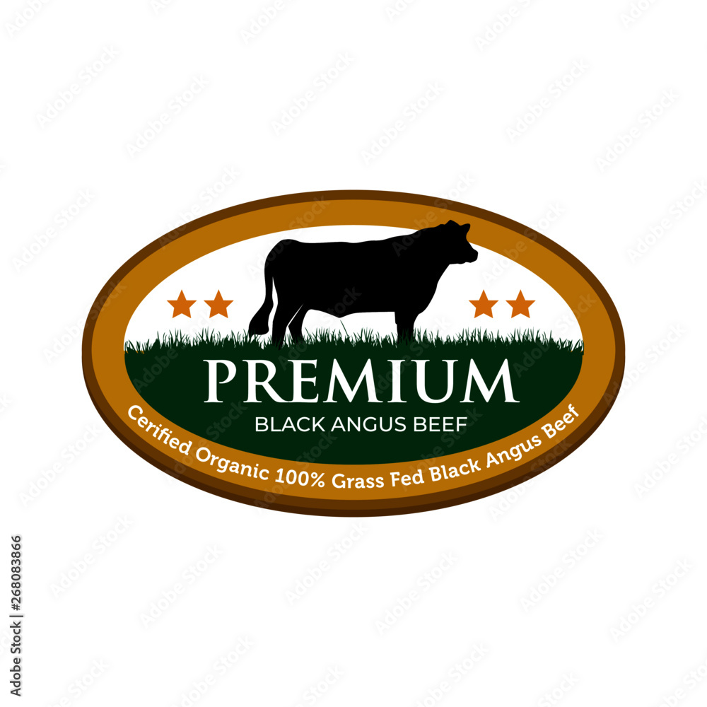 Black angus beef logo label Stock Vector | Adobe Stock