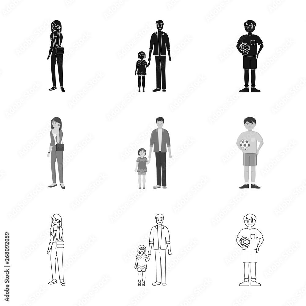 Vector illustration of character and avatar icon. Set of character and ...