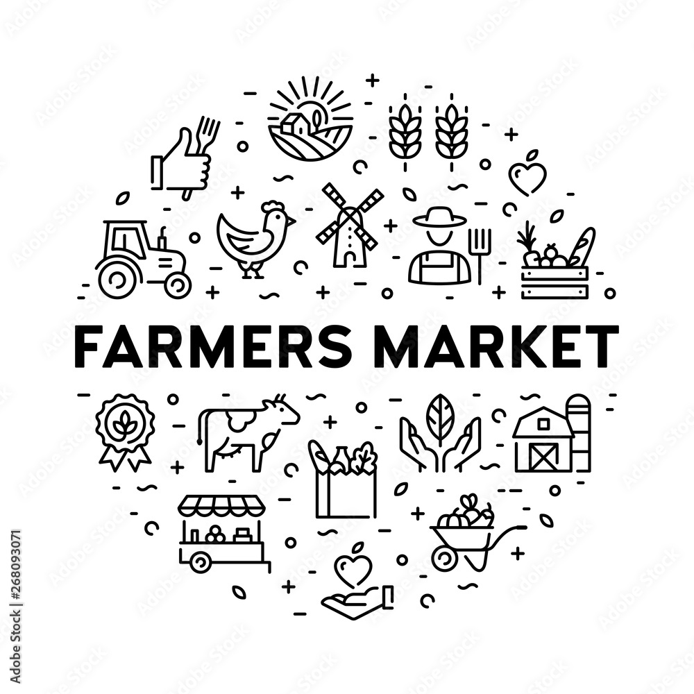 Vector Farmers Market Icon Set Stock Vector | Adobe Stock
