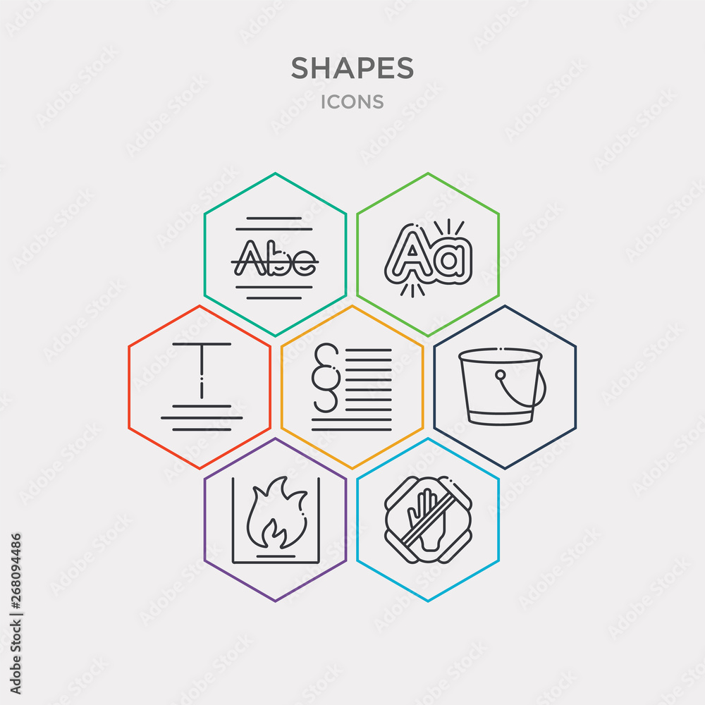 simple set of no push, fire over line, empty bucket, paragraph icons ...