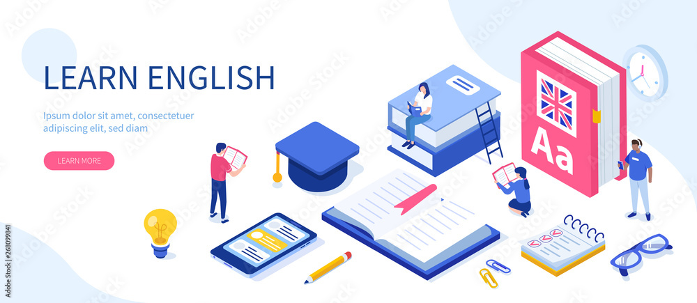 Language school concept. Can use for web banner, infographics, hero ...