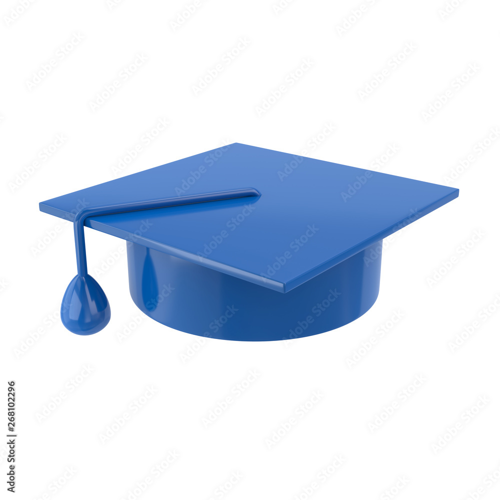 Blue graduation cap 3d illustration Stock Illustration | Adobe Stock