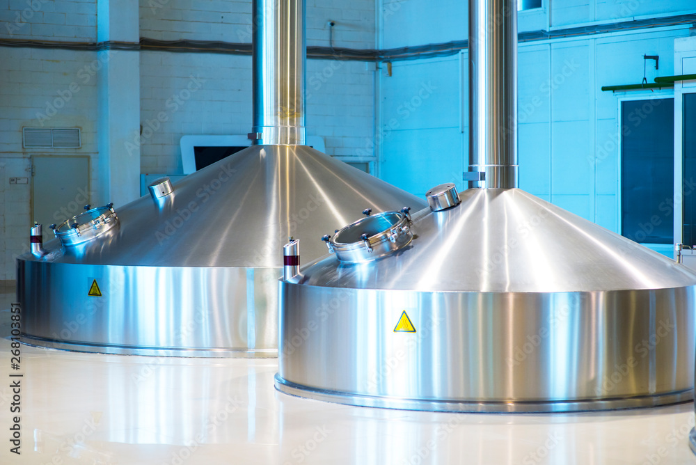 Tanks for beer storage. Modern Brewing Production. Stock Photo | Adobe ...