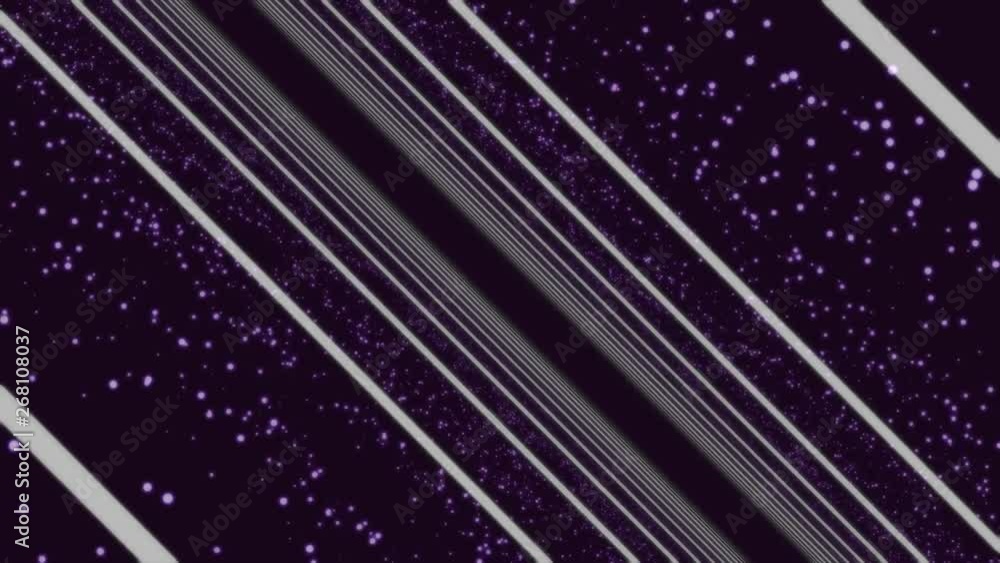 Straight white lines moving and rotating with small dots on purple ...