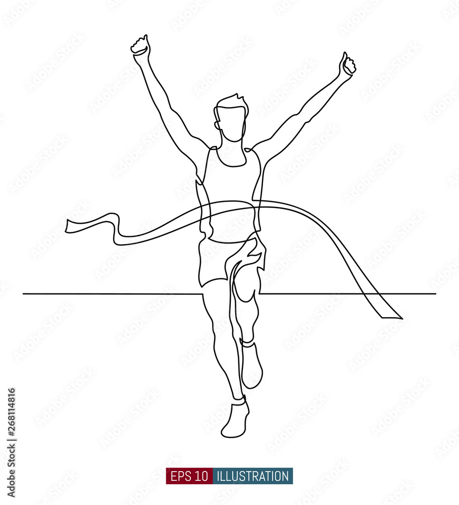 Continuous line drawing of runner finish. Template for your design ...