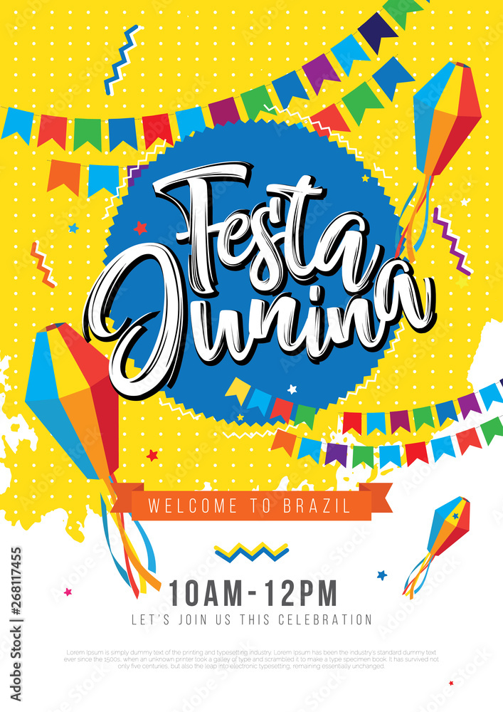 Brazilian Festival Festa Junina Poster Design Layout template A4 Size ...