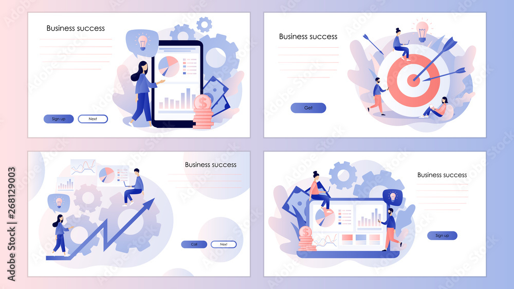 Business success. Screen template for mobile smart phone, landing page ...