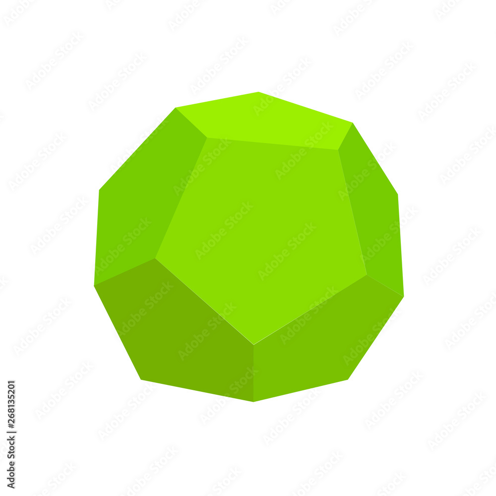 green dodecahedron basic simple 3d shapes isolated on white background ...