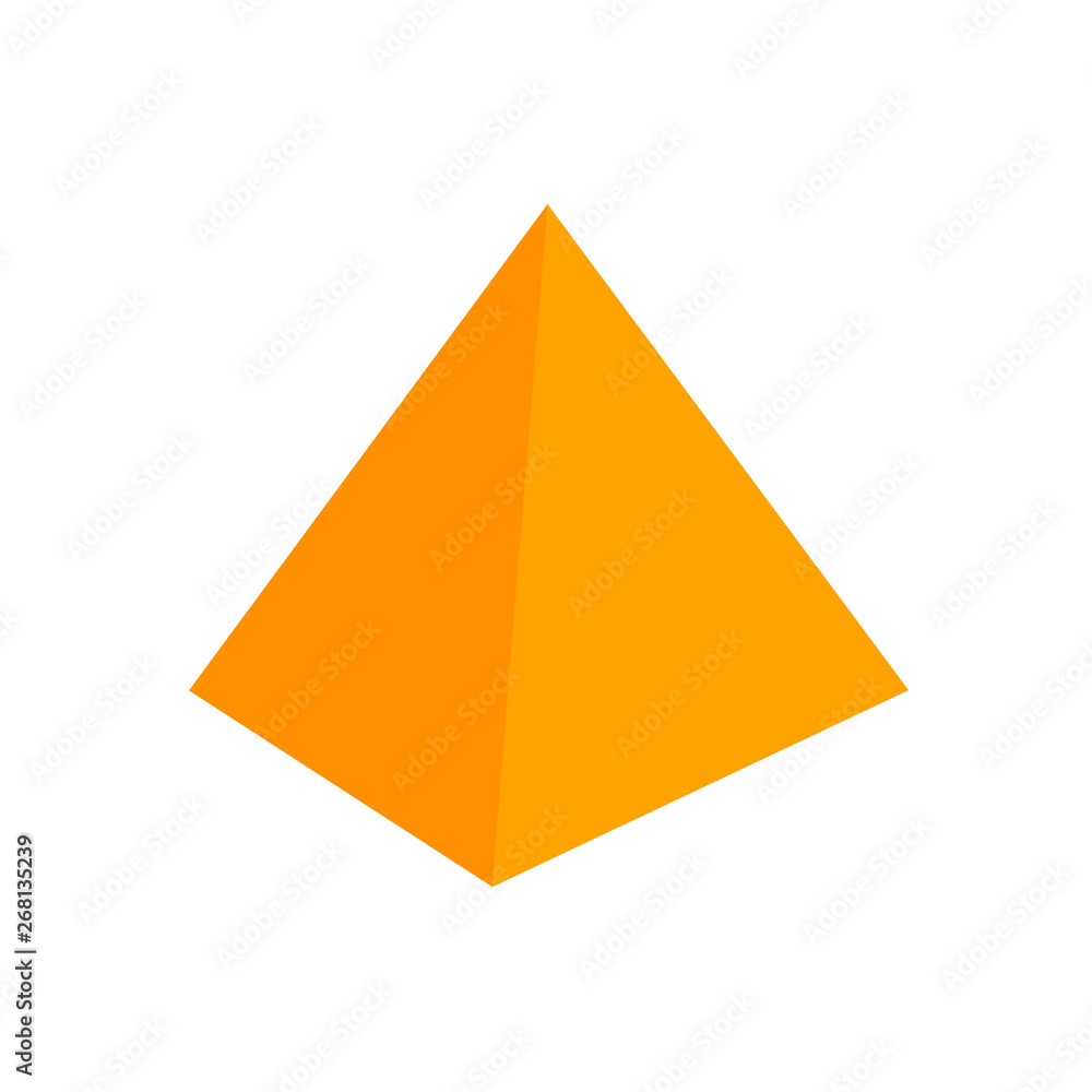 orange square pyramid basic 3d simple shapes isolated on white ...