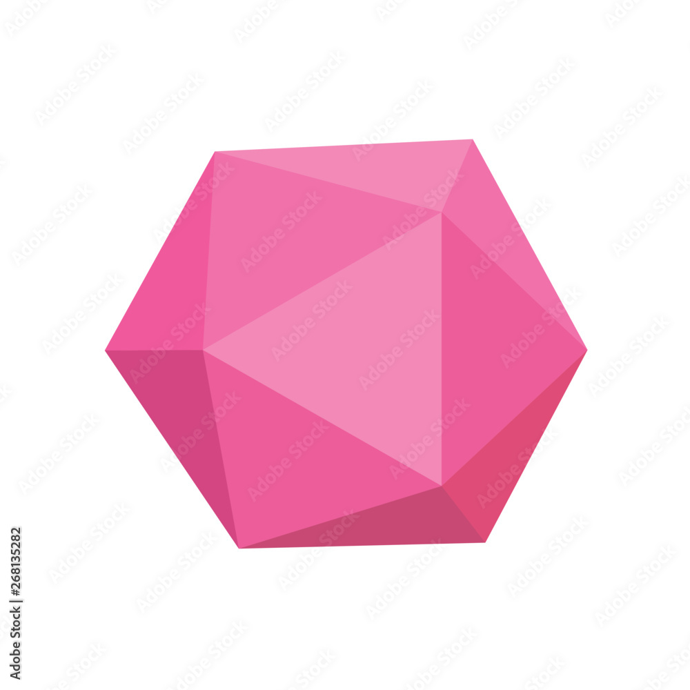 pink icosahedron basic simple 3d shapes isolated on white background ...