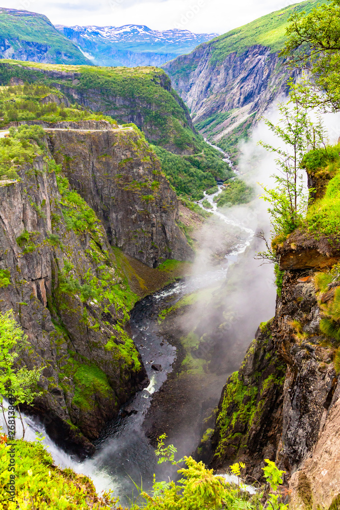 Beautiful view of the Voringsfossen waterfall. Bjoreio river. Norway ...