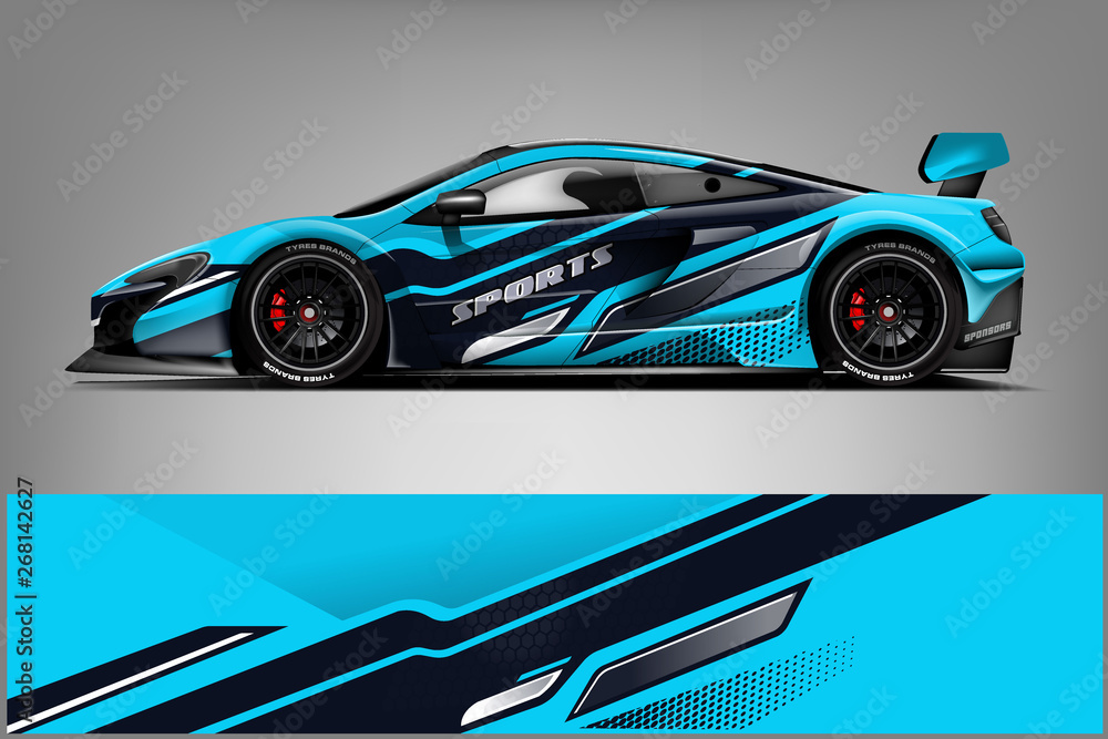 Sport Car wrap design vector, truck and cargo van decal. Graphic ...