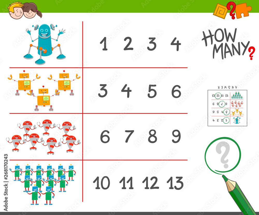 Poster robots counting game cartoon illustration – Wall Art | UkPosters