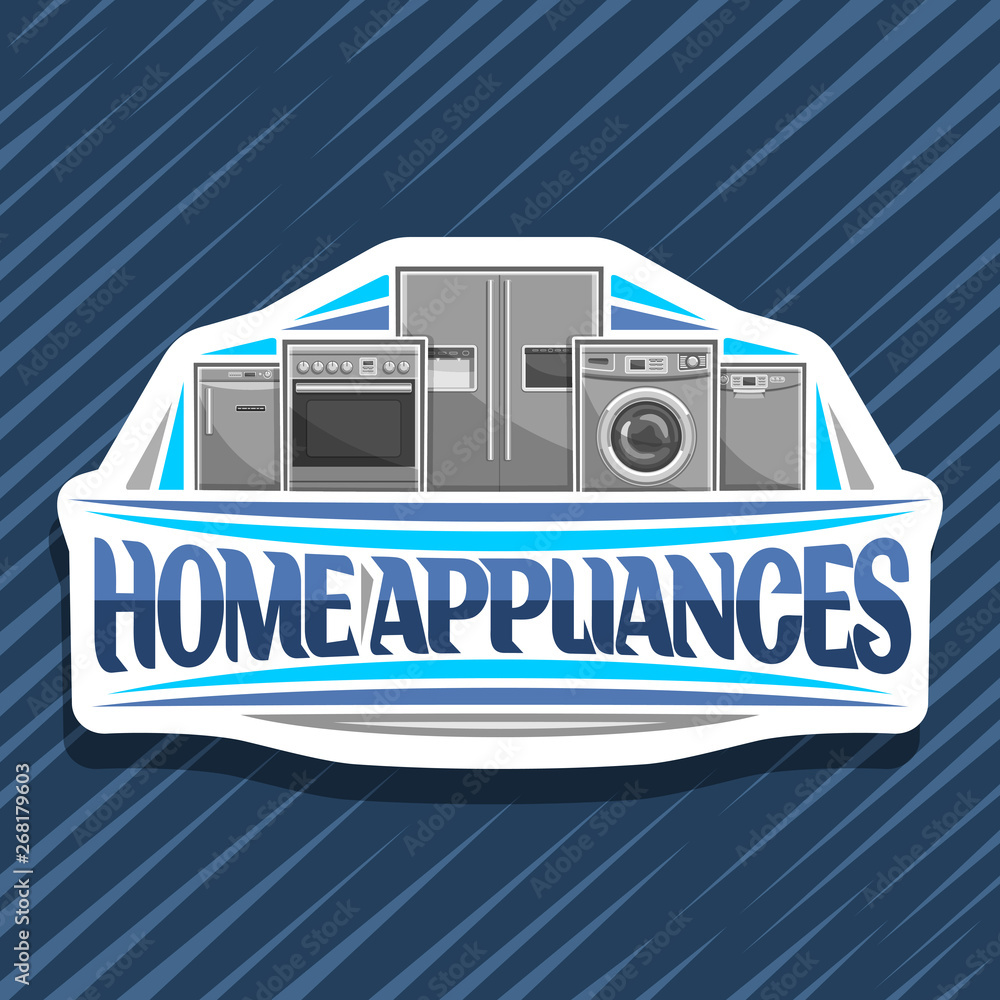 Vector logo for Home Appliances, decorative cut paper sign with ...