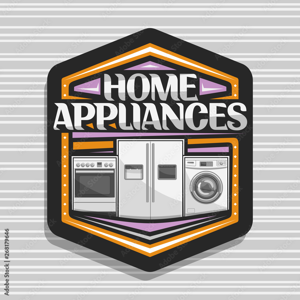 Vector logo for Home Appliances, hexagonal sign with illustration of ...