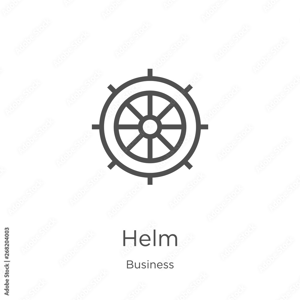 helm icon vector from business collection. Thin line helm outline icon ...