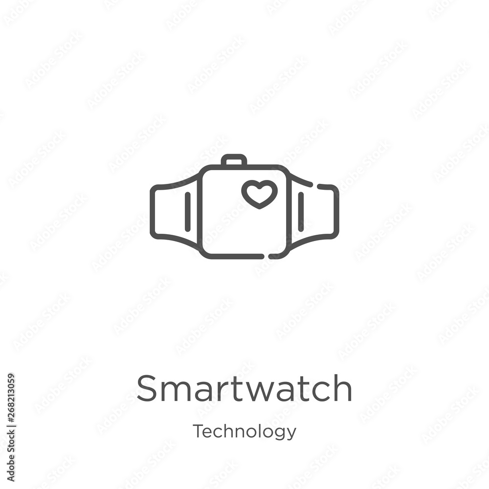 smartwatch icon vector from technology collection. Thin line smartwatch ...
