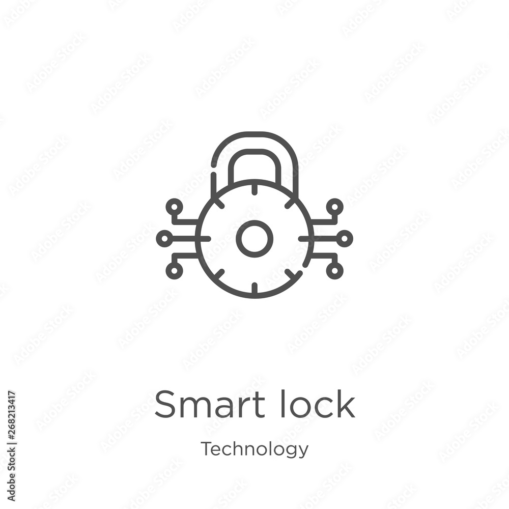 smart lock icon vector from technology collection. Thin line smart lock ...