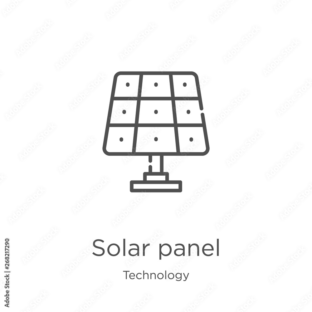 solar panel icon vector from technology collection. Thin line solar ...