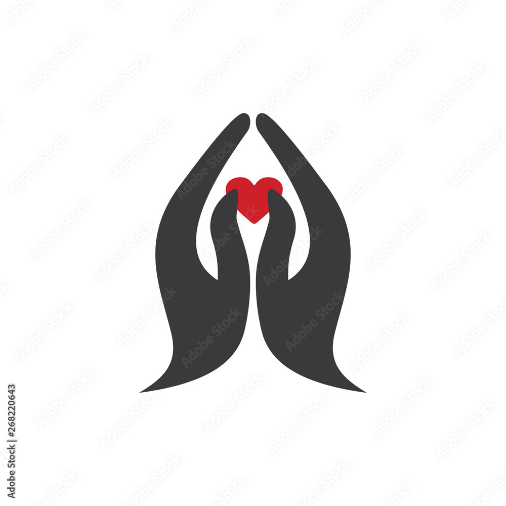 hand prayer with heart Stock Illustration | Adobe Stock