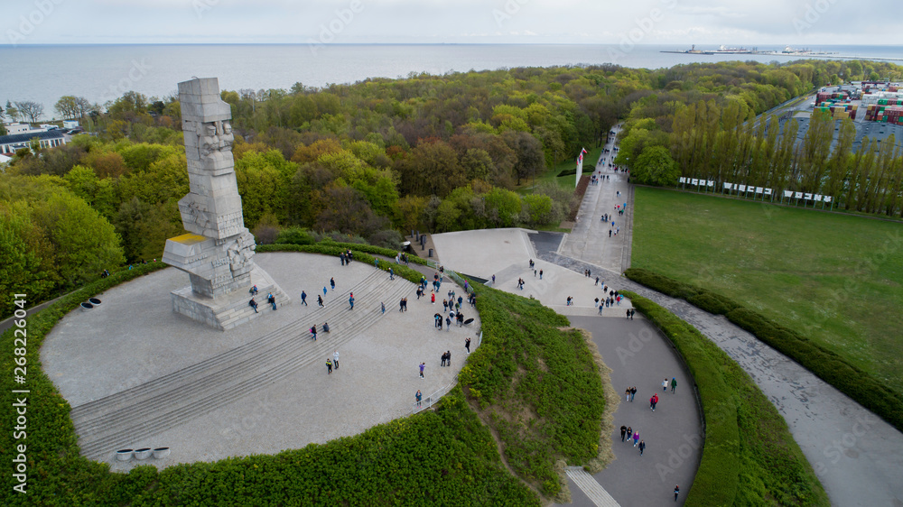 Pomnik Westerplatte ku pamięci polskich obrońców z lotu ptaka Stock ...