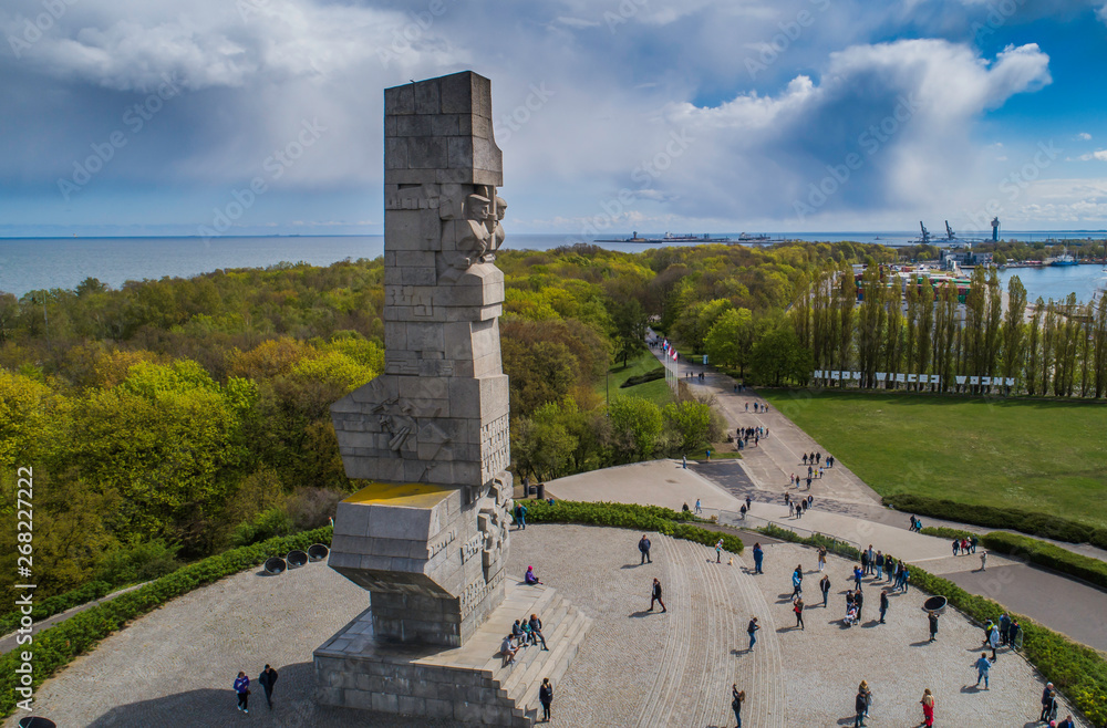 Pomnik Westerplatte ku pamięci polskich obrońców z lotu ptaka Stock ...