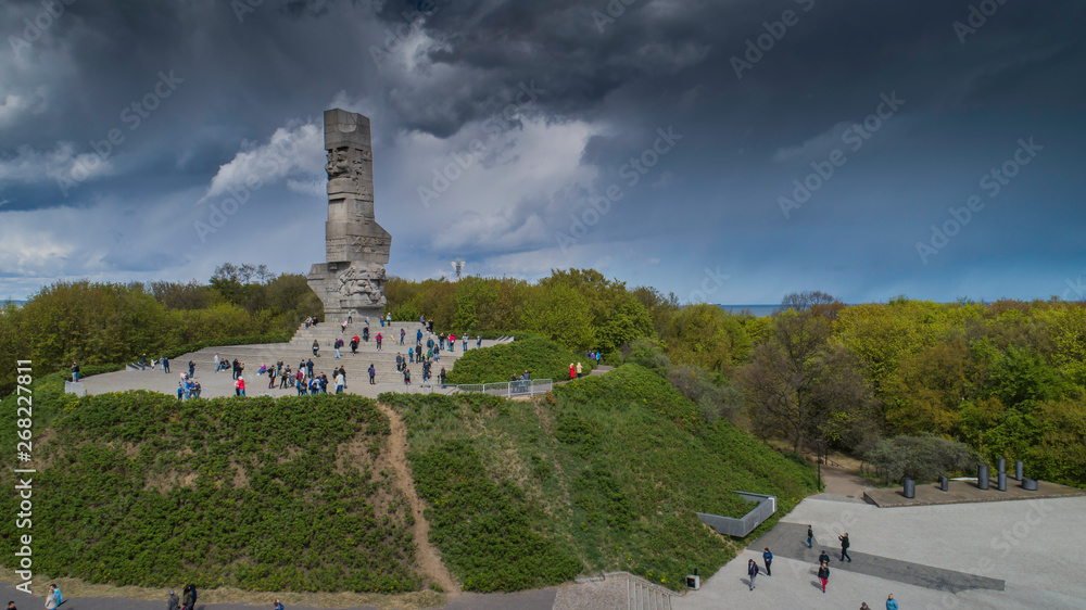 Pomnik Westerplatte ku pamięci polskich obrońców z lotu ptaka Stock ...