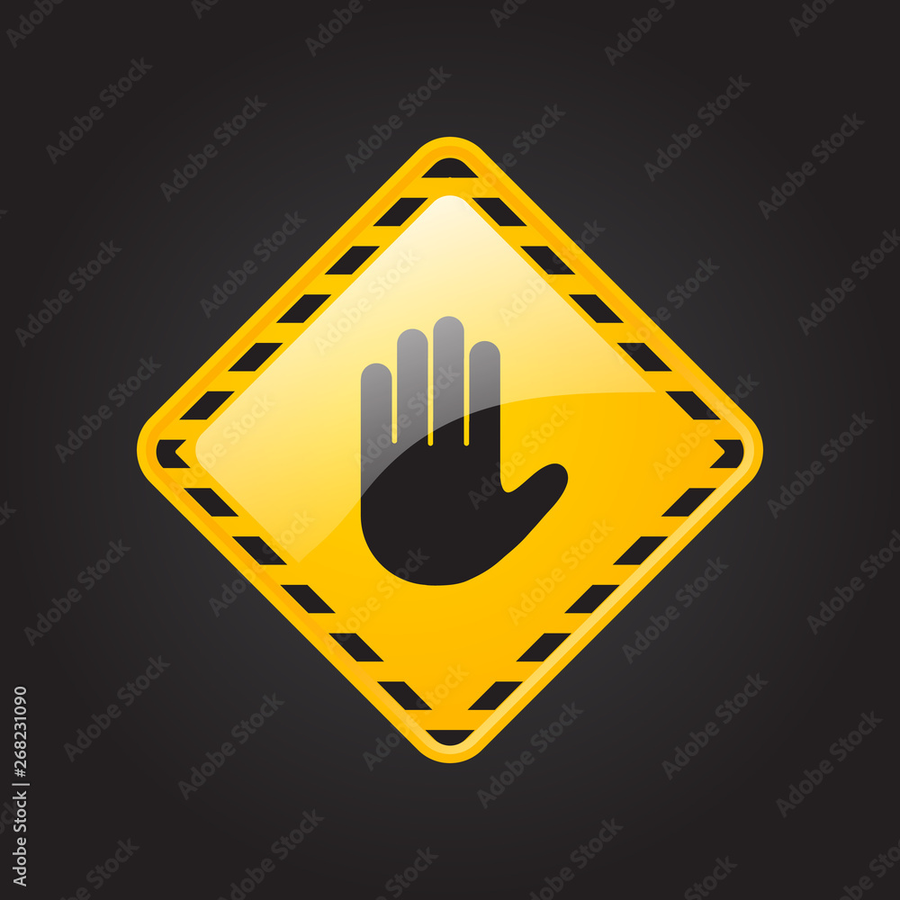 Stop sign push hand. Do not enter stop symbol with hand. Silhouette of ... Stop sign push hand. Do not enter stop symbol with hand. Silhouette of ...