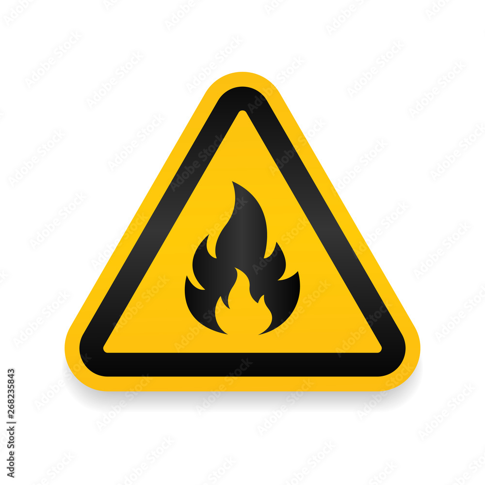 Fire Warning Dangerous flame attention icon icon. Flammable danger ...