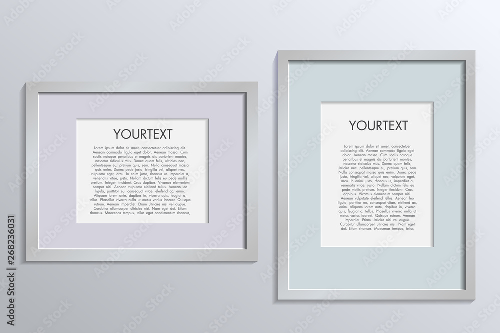 3D picture frame design vector for A4 image or text. Colour realistic ...