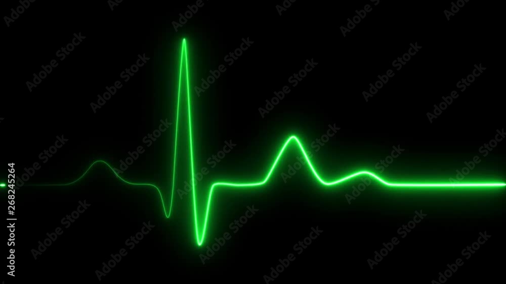 Neon heartbeat on black isolated background. 4k seamless loop animation ...