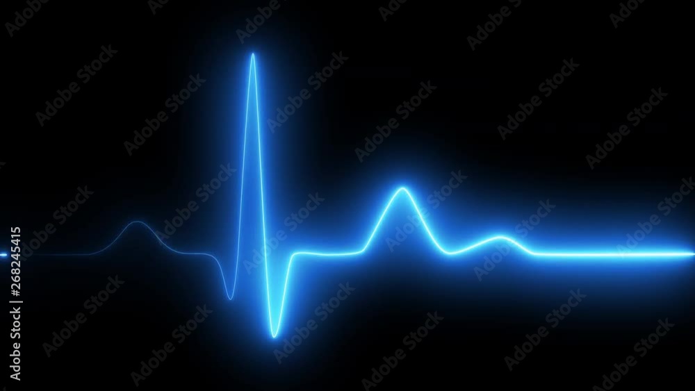 Neon heartbeat on black isolated background. 4k seamless loop animation ...