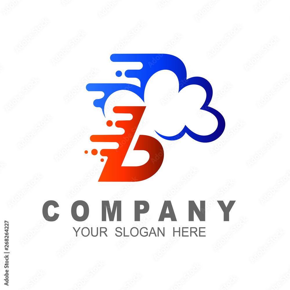 Cloud logo with letter b, Letter B and fast Stock Vector | Adobe Stock