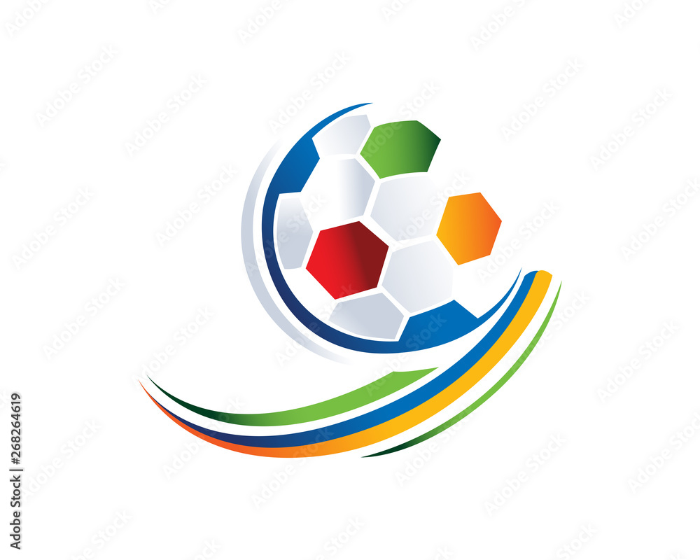 Creative Colorful Soccer Logo Illustration In White Isolated Background ...